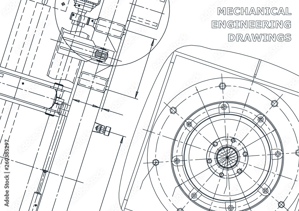 Cover, flyer. Vector engineering illustration. Blueprint, banner ...