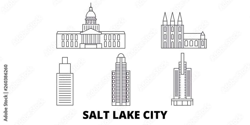 United States, Salt Lake City flat travel skyline set. United States ...