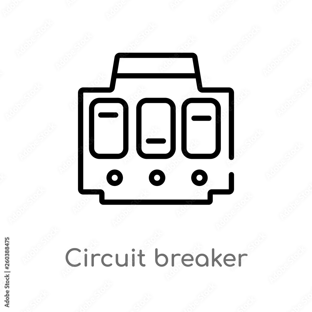 outline circuit breaker vector icon. isolated black simple line element ...