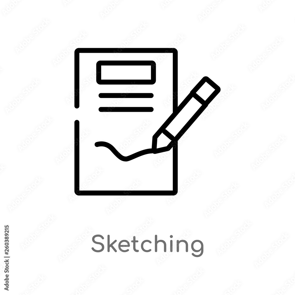 outline sketching vector icon. isolated black simple line element ...