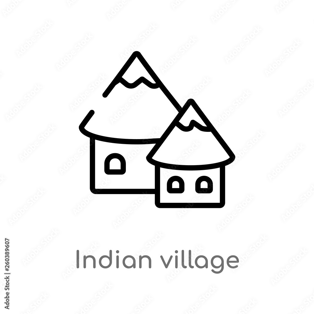 outline indian village vector icon. isolated black simple line element ...
