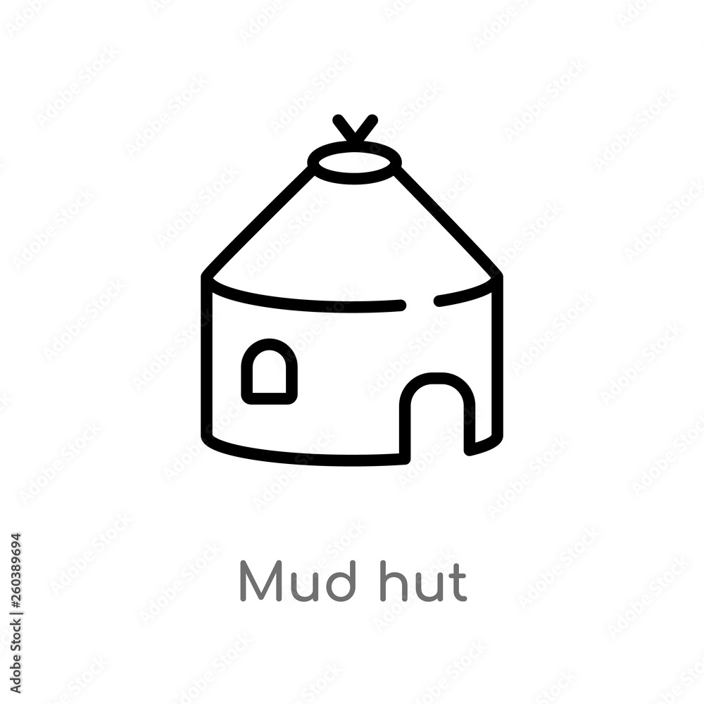 outline mud hut vector icon. isolated black simple line element ...