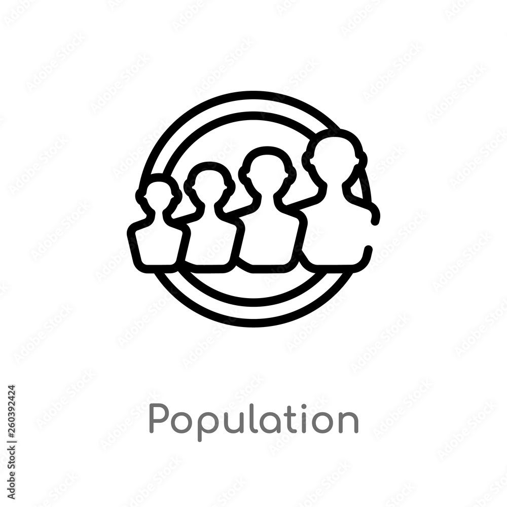 outline population vector icon. isolated black simple line element ...