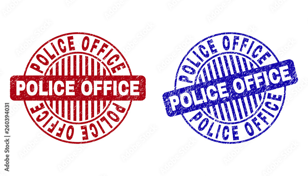 Grunge POLICE OFFICE round stamp seals isolated on a white background ...