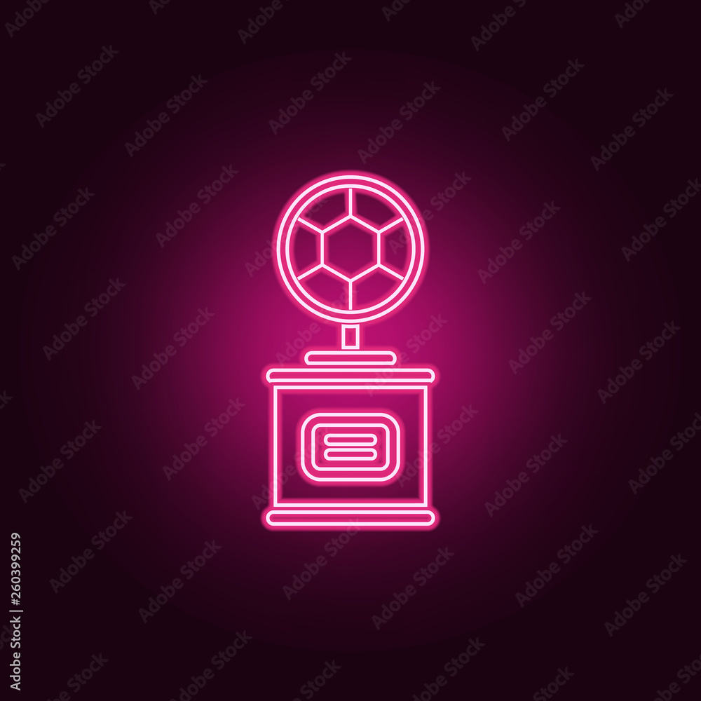 cup with a football sword icon. Elements of Sucsess and awards in neon ...