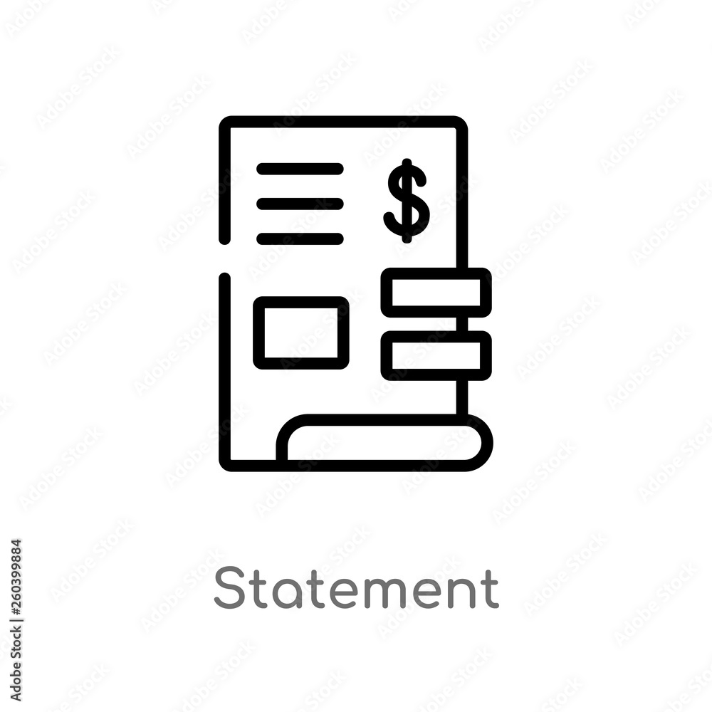outline statement vector icon. isolated black simple line element ...