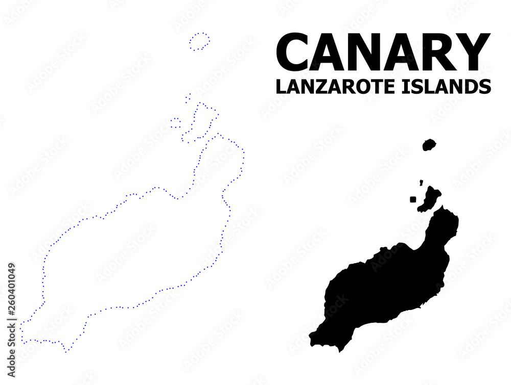 Vector Contour Dotted Map of Lanzarote Islands with Name Stock Vector ...