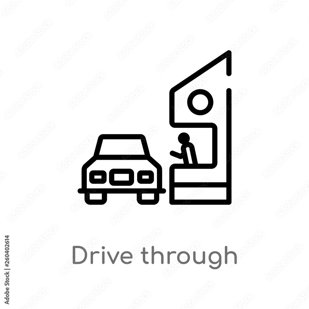 outline drive through vector icon. isolated black simple line element ...