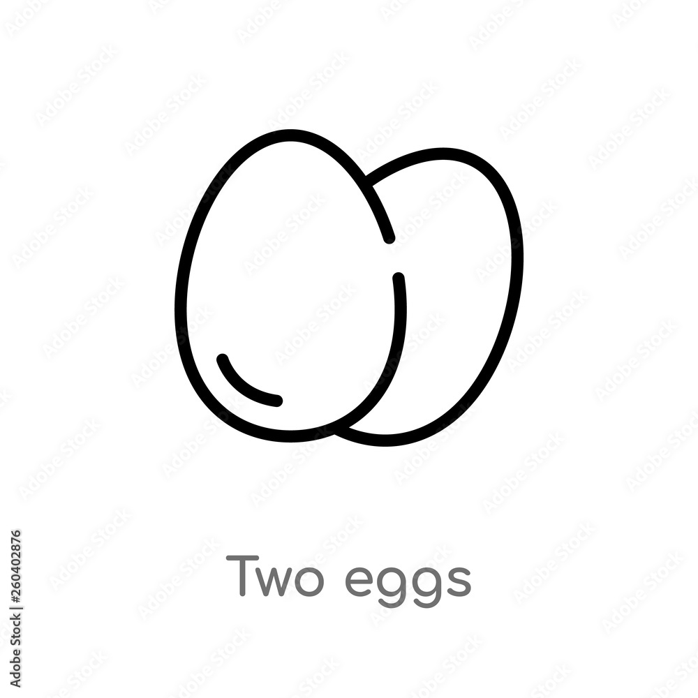 outline two eggs vector icon. isolated black simple line element illustration from food concept ...