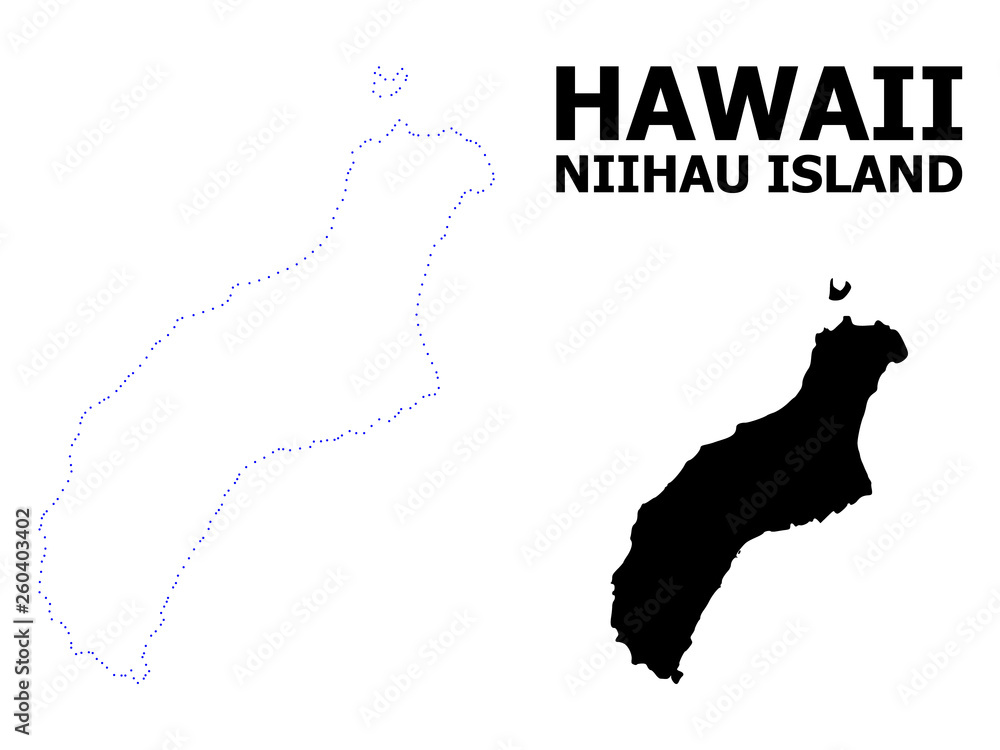 Vector Contour Dotted Map of Niihau Island with Name Stock Vector ...
