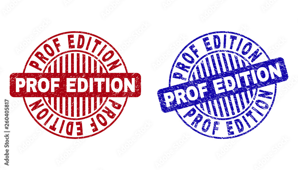 Grunge PROF EDITION round stamp seals isolated on a white background ...
