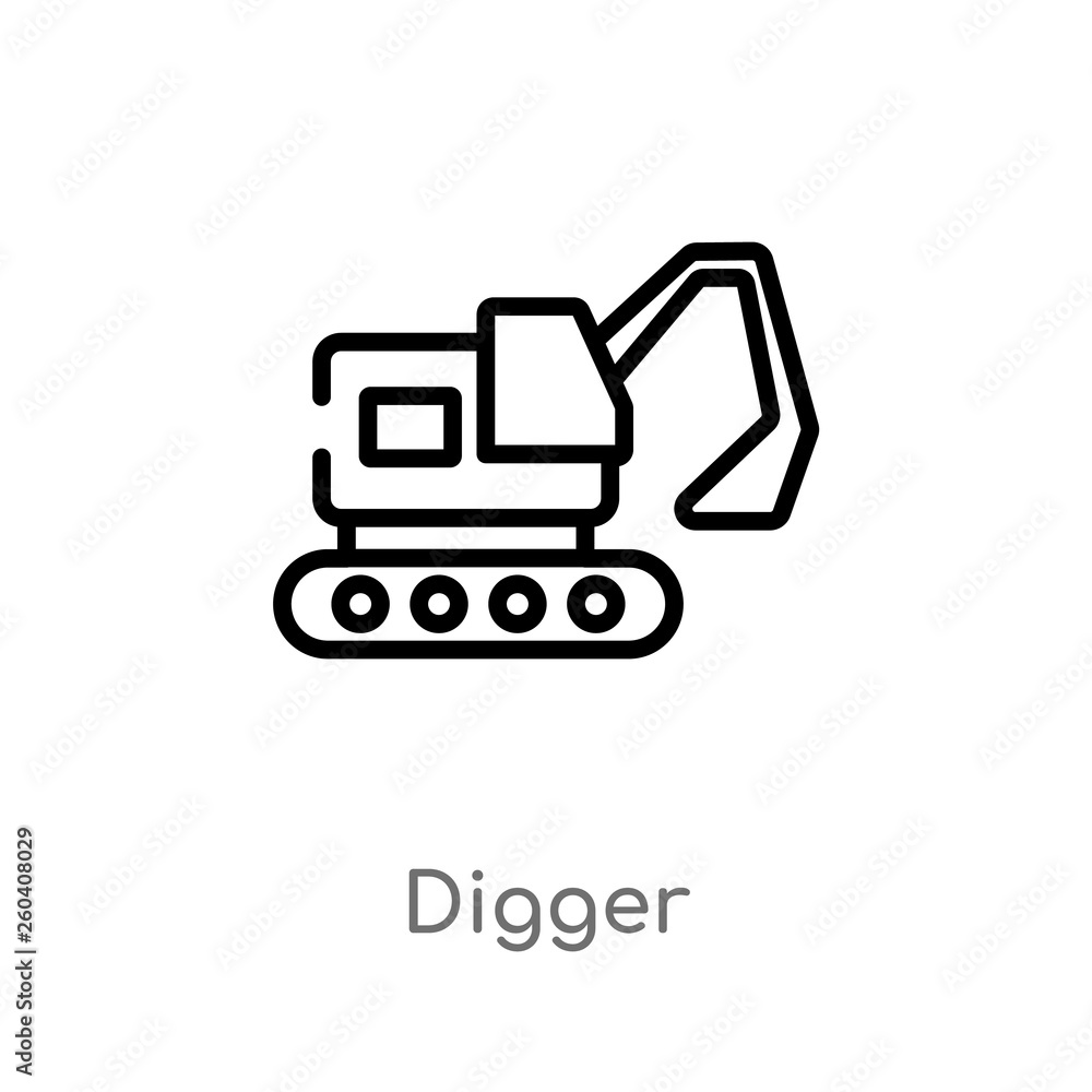 outline digger vector icon. isolated black simple line element ...