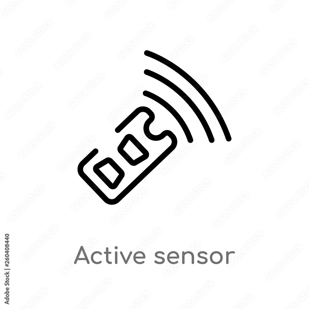 outline active sensor vector icon. isolated black simple line element ...