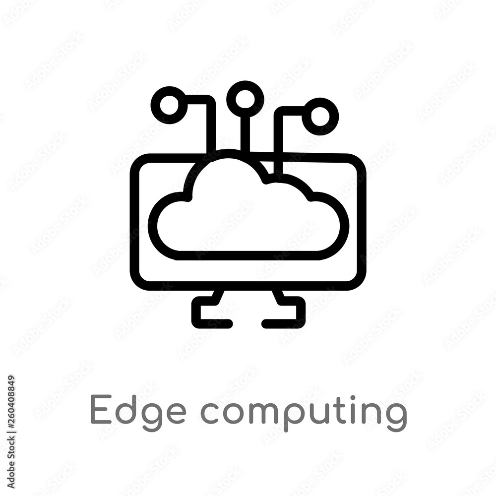 outline edge computing vector icon. isolated black simple line element ...
