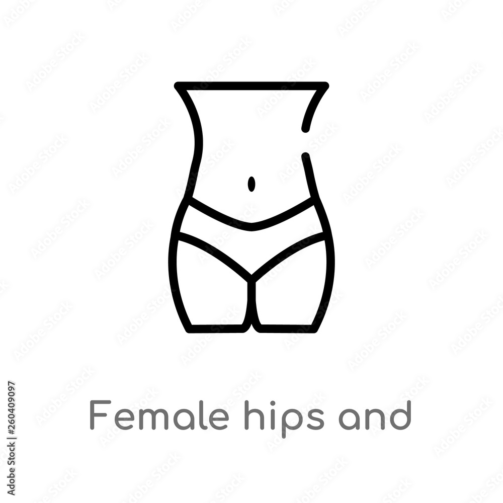outline female hips and waist vector icon. isolated black simple line element illustration from ...