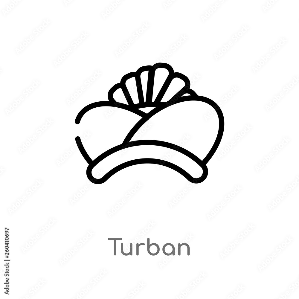 outline turban vector icon. isolated black simple line element ...
