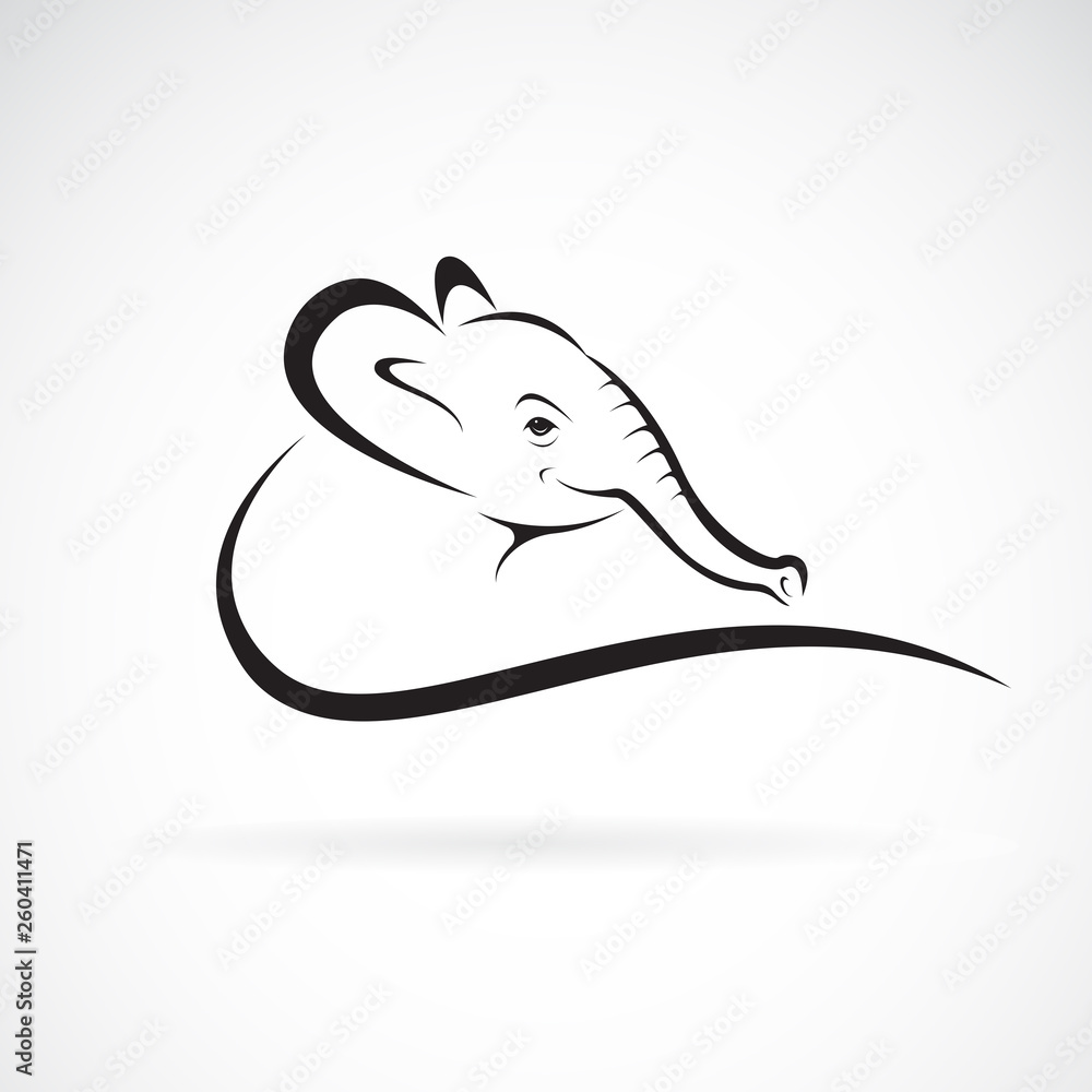 Vector of an elephant head design on a white background. Wild Animals ...