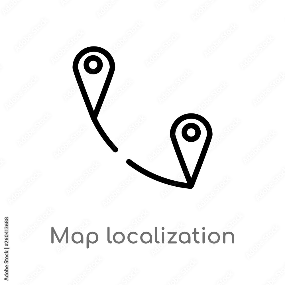 outline map localization vector icon. isolated black simple line ...