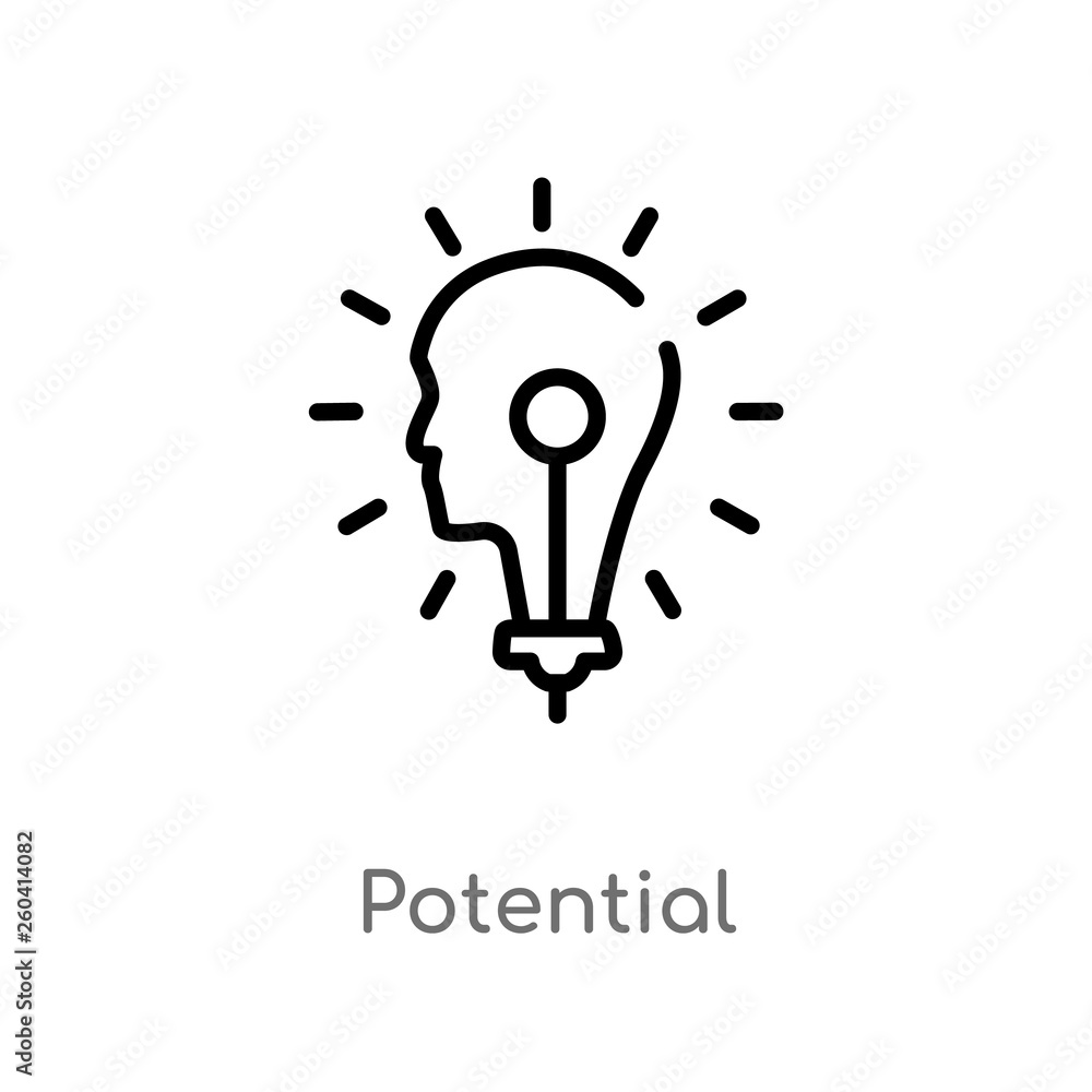 outline potential vector icon. isolated black simple line element ...