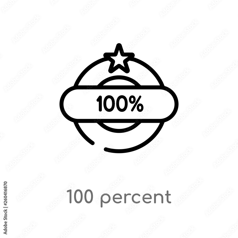 outline 100 percent vector icon. isolated black simple line element ...