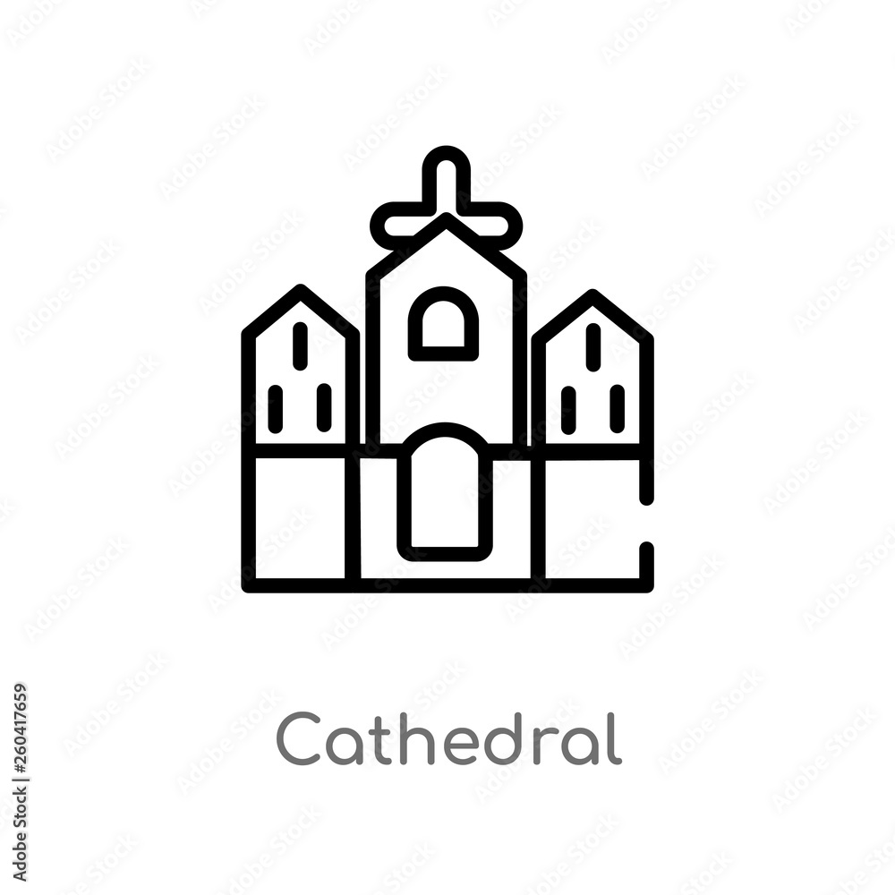 outline cathedral vector icon. isolated black simple line element ...