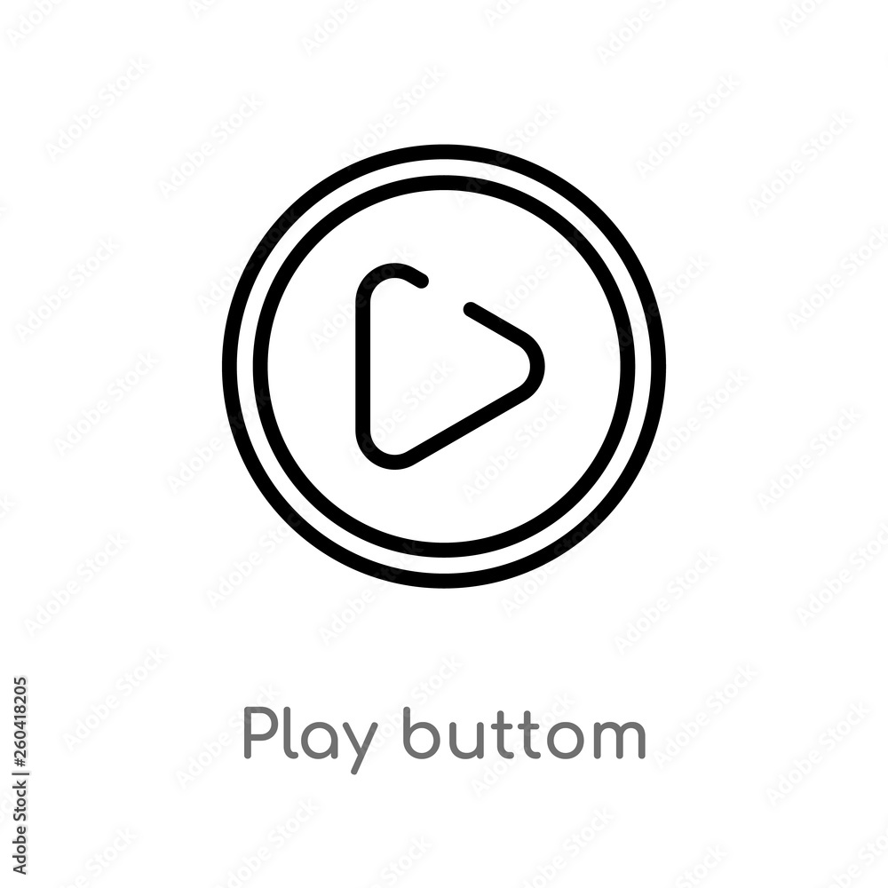 Outline Play Buttom Vector Icon Isolated Black Simple Line Element Illustration From Multimedia