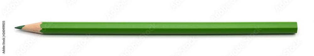 single green pencil isolated on white background with clipping path ...