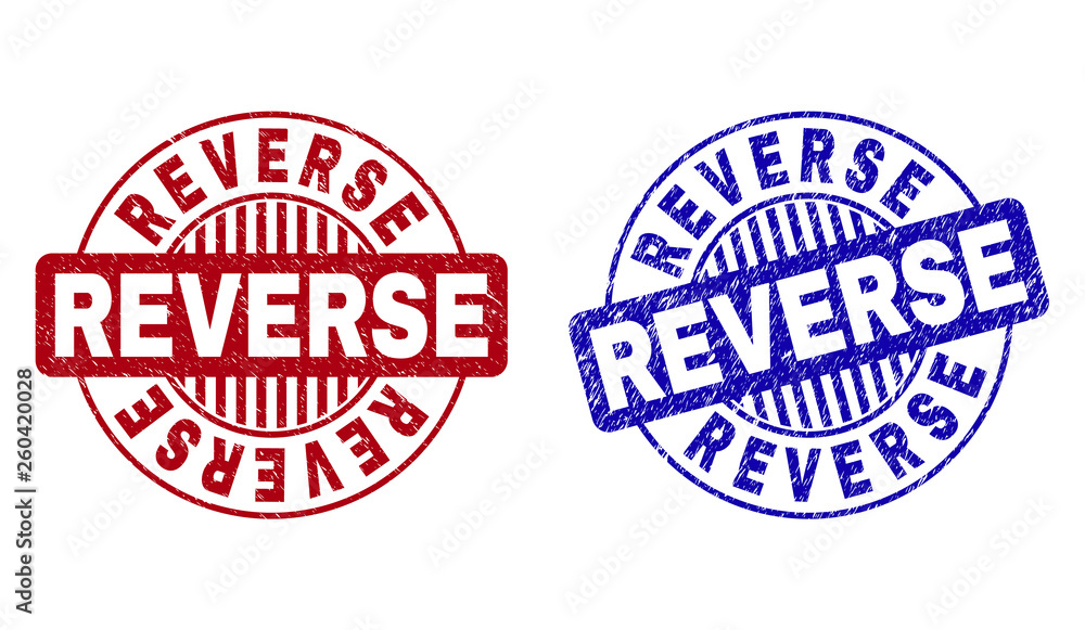 Grunge REVERSE round stamps isolated on a white background. Round seals ...