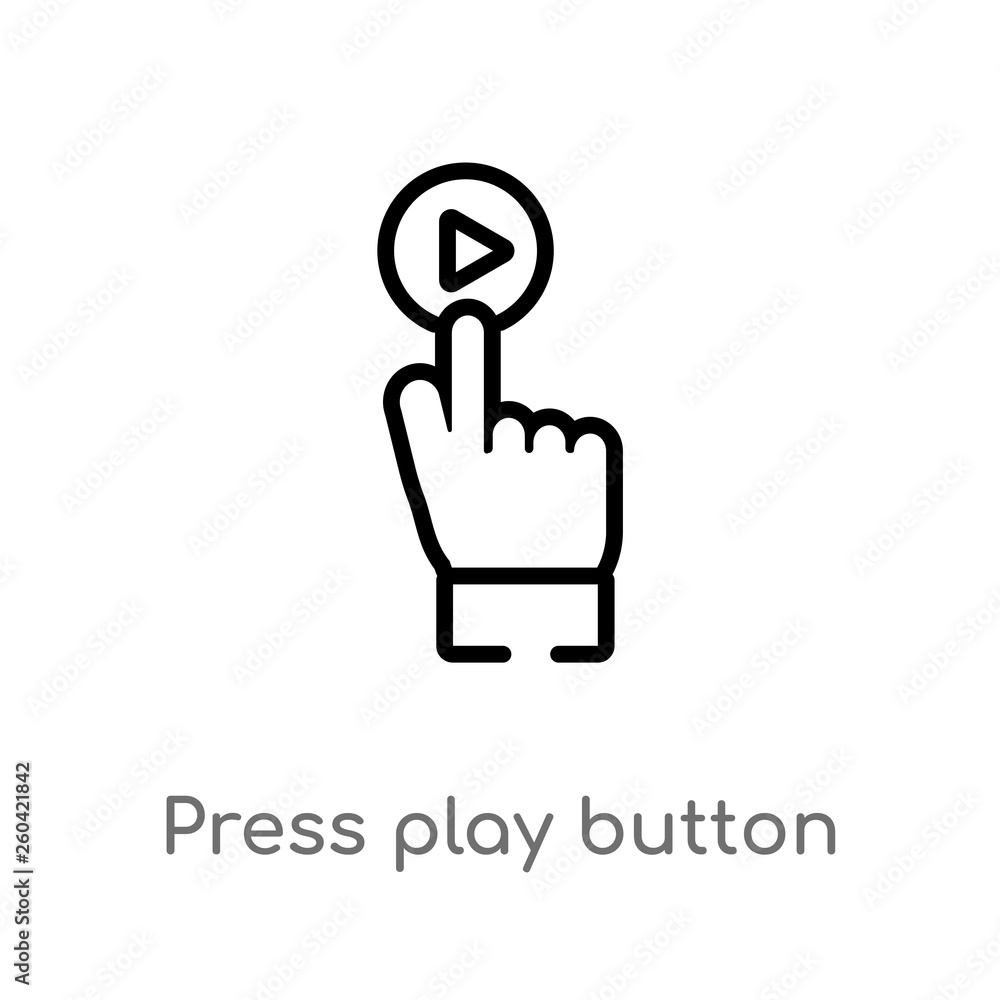 outline press play button vector icon. isolated black simple line ...
