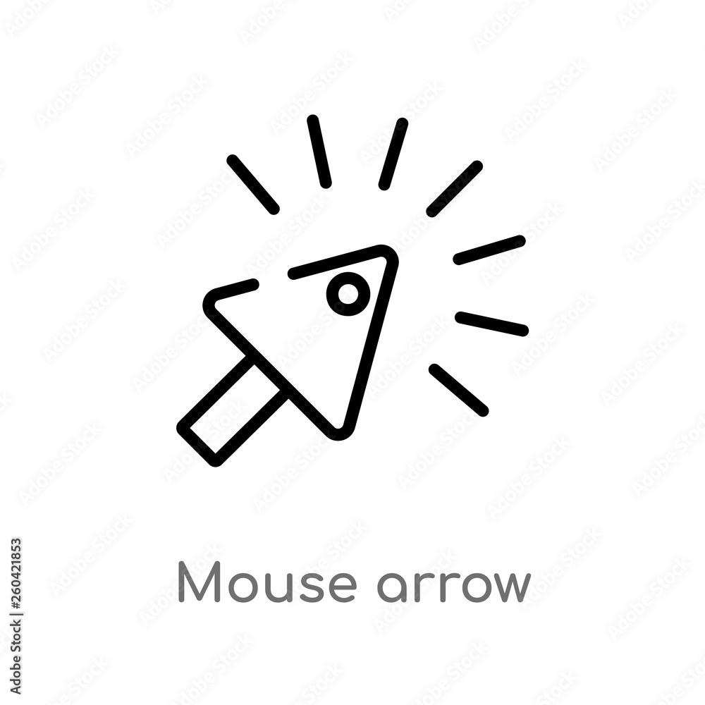outline mouse arrow vector icon. isolated black simple line element ...