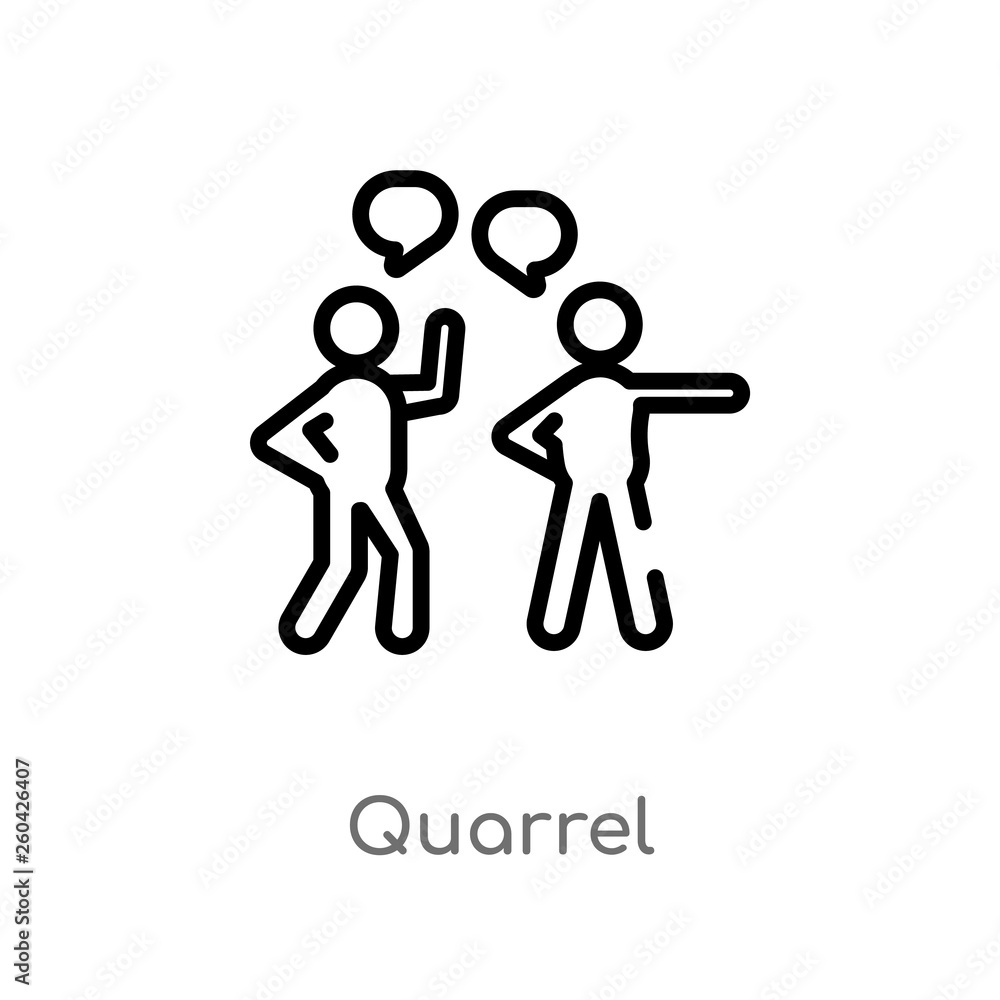 outline quarrel vector icon. isolated black simple line element illustration from communication ...