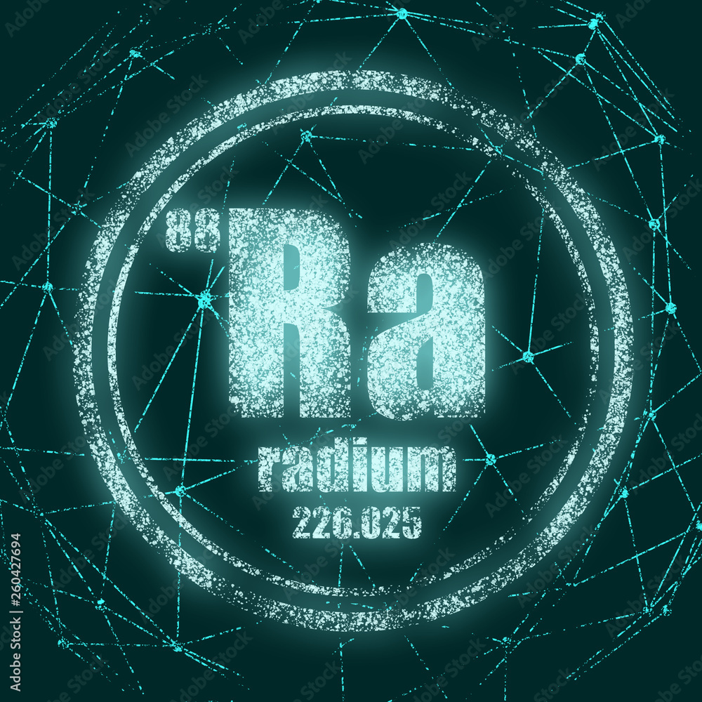 Radium chemical element. Sign with atomic number and atomic weight ...