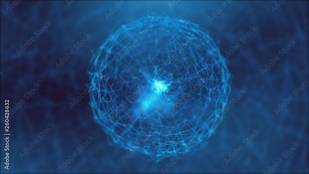 digital blue data system nodes, blue abstraction and connection paths ...