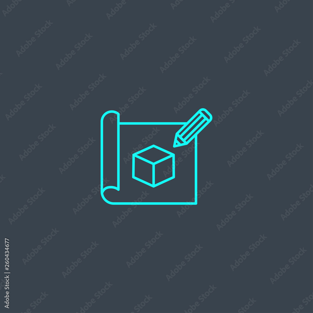 prototyping concept blue line icon. Simple thin element on dark ...