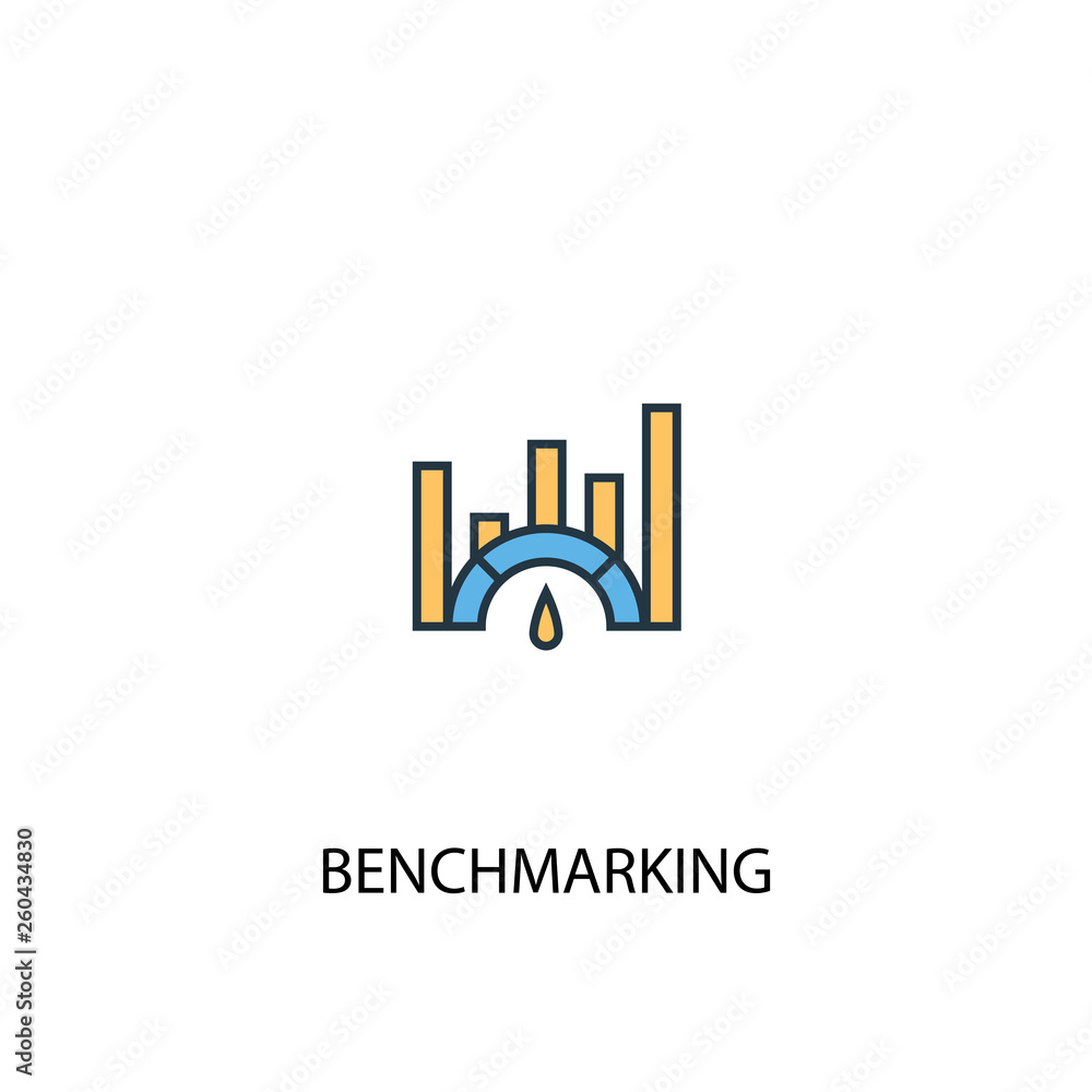 Vecteur Stock Benchmarking concept 2 colored line icon. Simple yellow ...