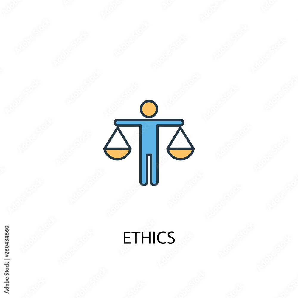 ethics concept 2 colored line icon. Simple yellow and blue element ...