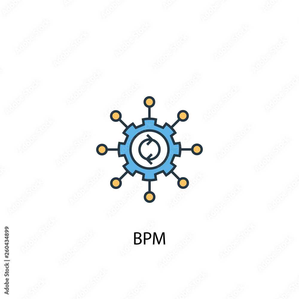 BPM concept 2 colored line icon. Simple yellow and blue element ...