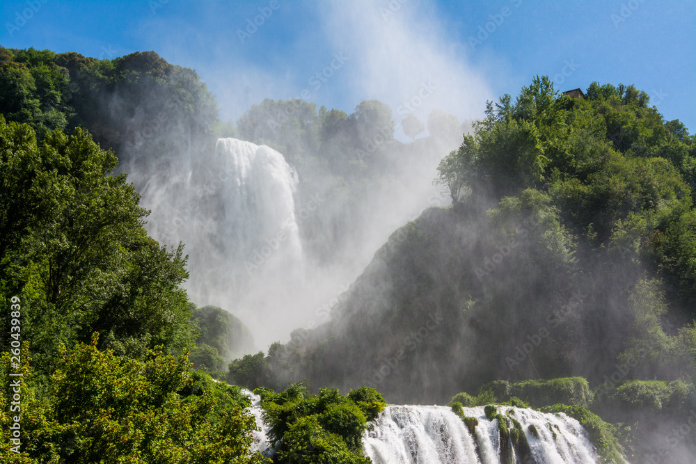 Marmore falls, Cascata delle Marmore, in Umbria, Italy. The tallest man ...
