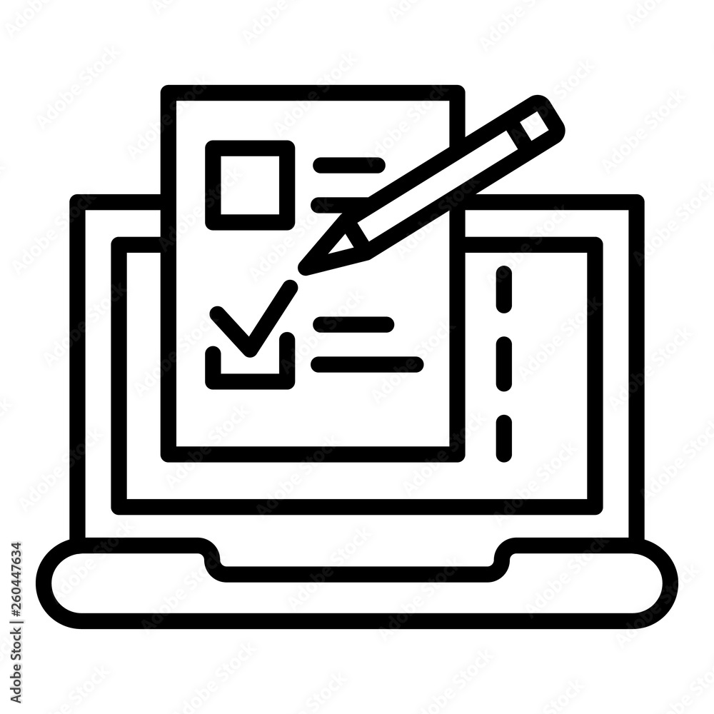 Online pencil check vote icon. Outline online pencil check vote vector ...