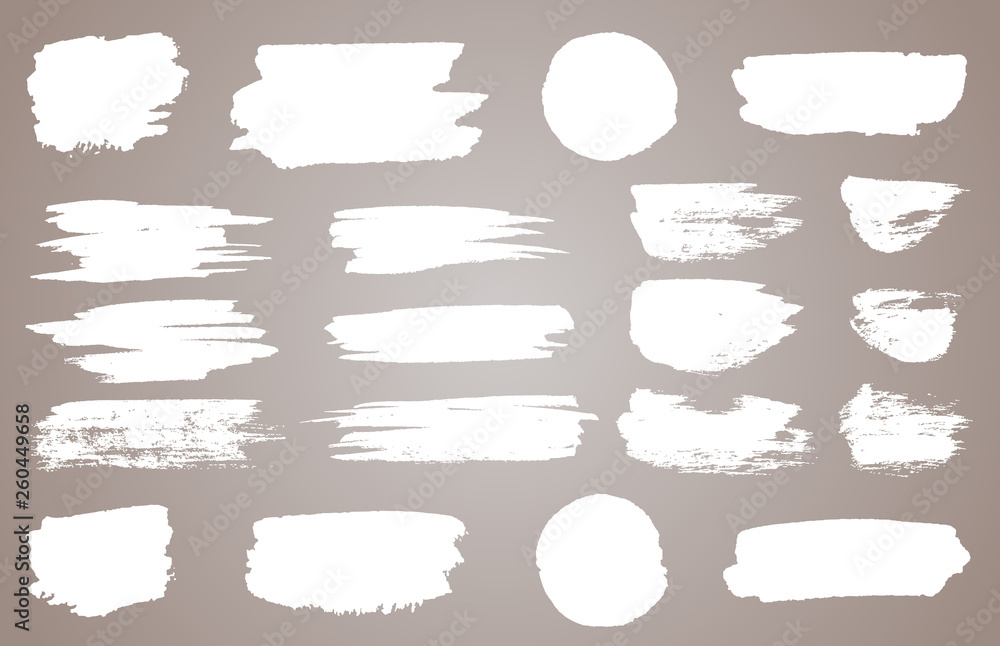 Set of white ink vector stains. Vector black paint, ink brush stroke ...