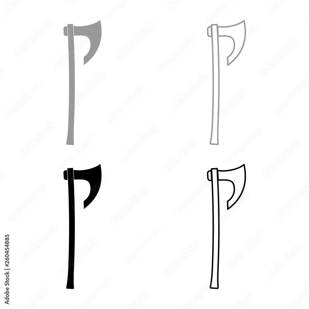 Ax with long handle Viking ax icon set black color vector illustration ...