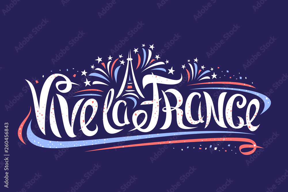 Vector french motto for Bastille Day - Vive la France, banner with ...