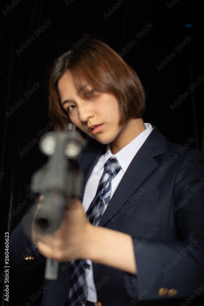 Asian Chinese girl dressed in school uniform cosplay PUBG character ...