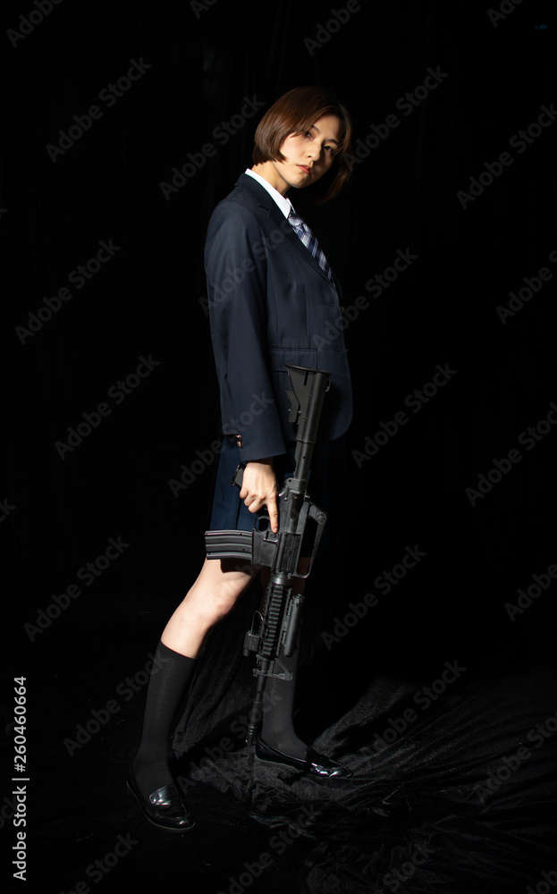 Asian Chinese girl dressed in school uniform cosplay PUBG character ...