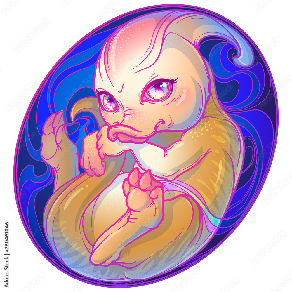 Baby Parasaurolophus in the egg. Cute animal drawing. Sketch style ...