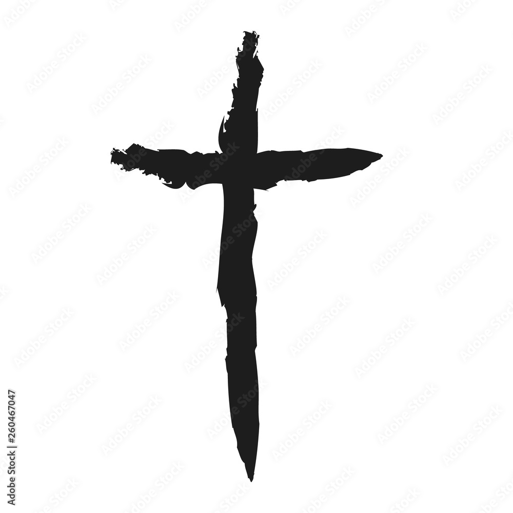 Handdrawn christian cross symbol, hand painted with ink brush. Vector ...