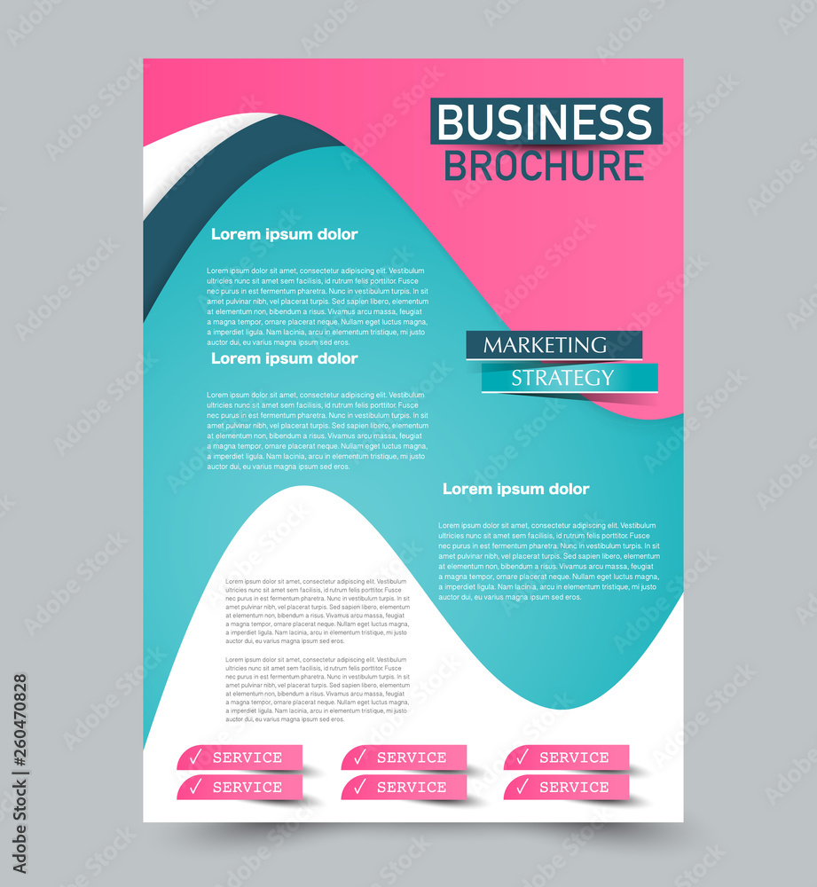 Blue and pink vector flyer template. Abstract brochure design. Annual ...