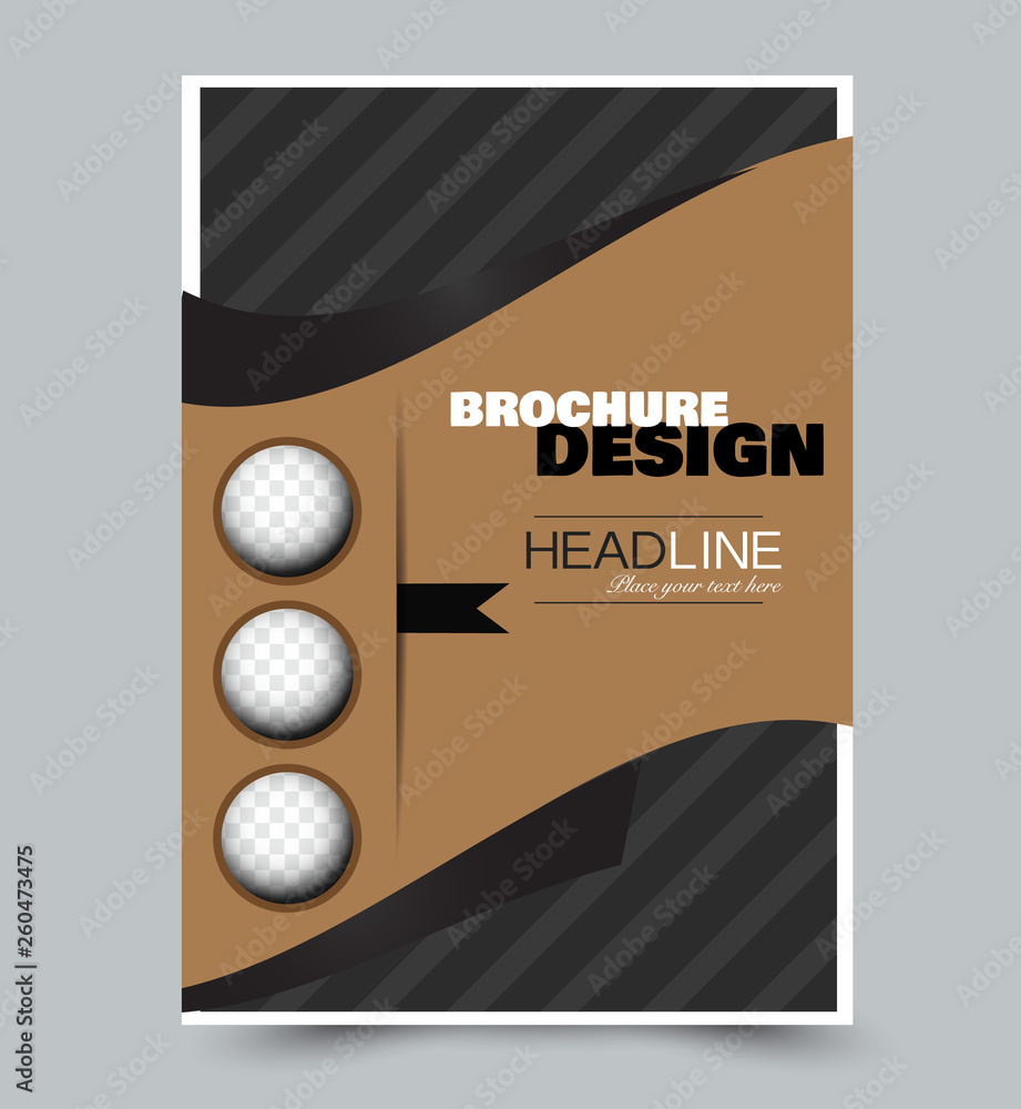 Black and brown flyer template. Abstract brochure design. Annual report ...