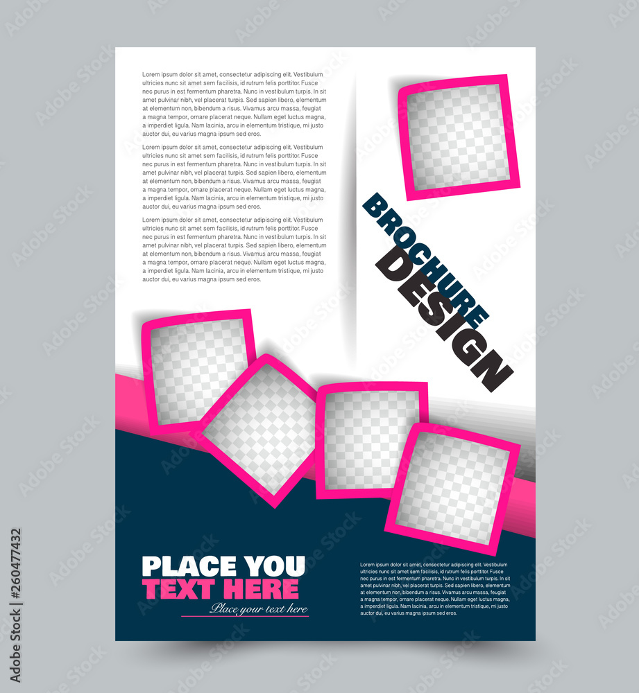 Blue and pink flyer design. Abstract brochure or annual report template ...