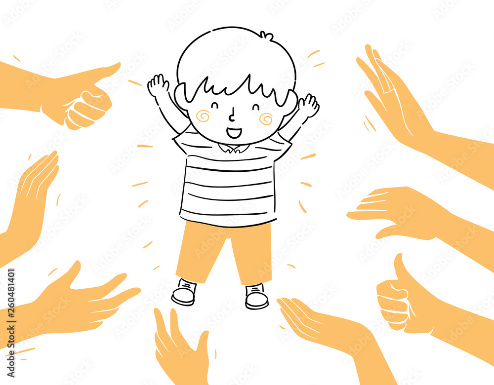 Kid Boy Doodle Confident Praised Illustration Stock Vector | Adobe Stock